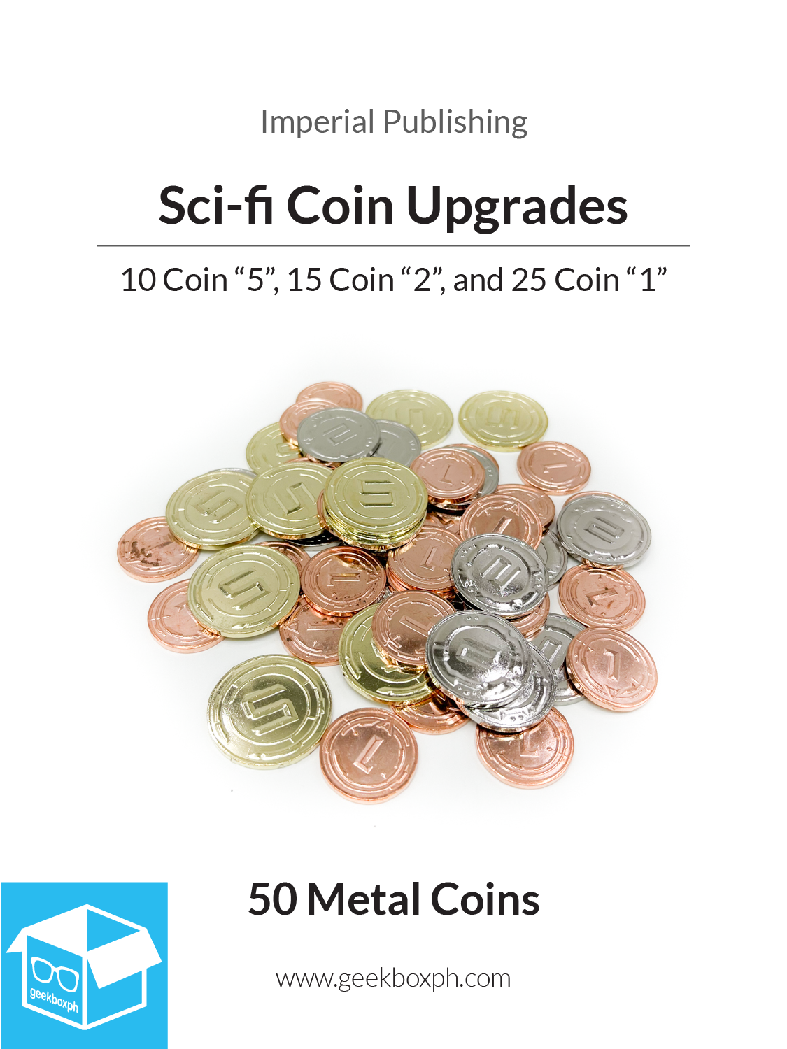 Sci-fi Metal Coins Board Game Upgrade Set (50)
