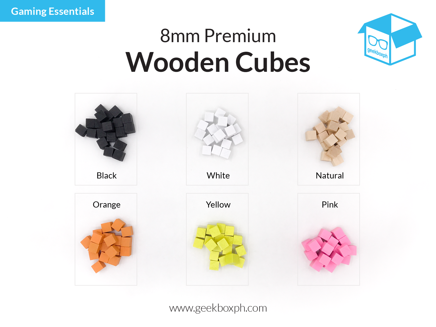 8mm Wooden Cubes (Pack of 20)